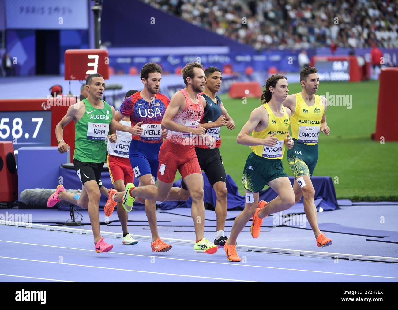 Angus Hincksman of Australia competing in the men’s 1500m T38 at the Paris 2024 Summer ...