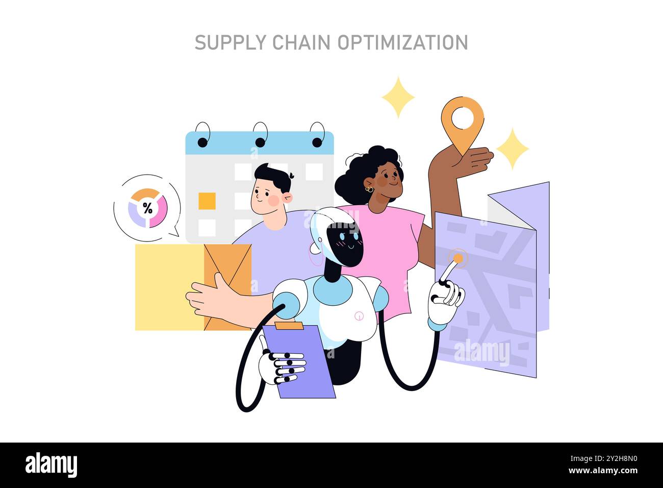 Artificial Intelligence concept. AI robot optimizing supply chain ... Artificial Intelligence concept. AI robot optimizing supply chain ...