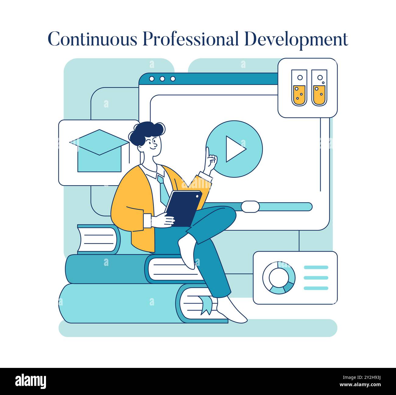 Continuous Professional Development concept. Illustration of a person ...