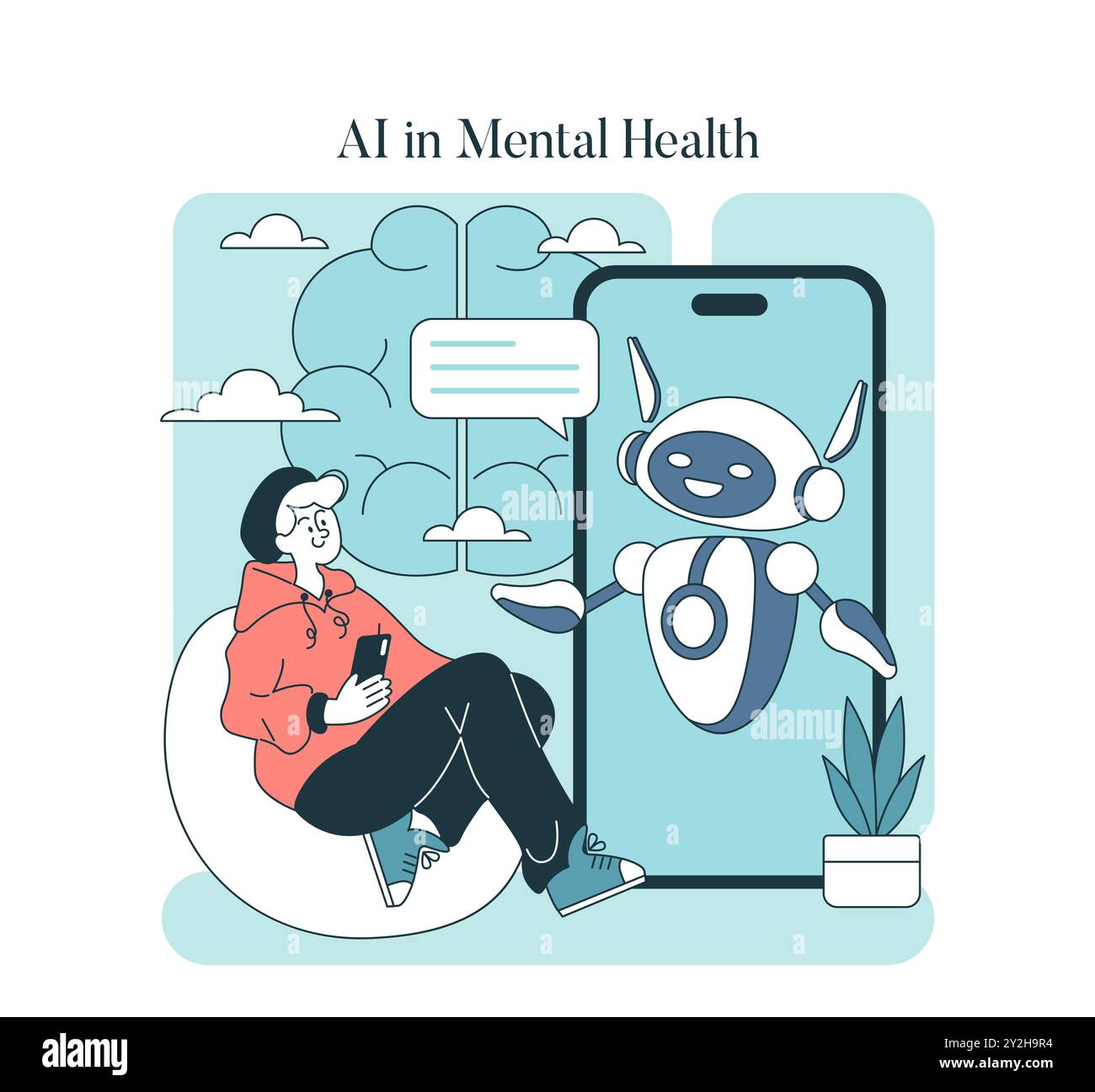 Artificial Intelligence support in emotional wellness, showcasing a ...