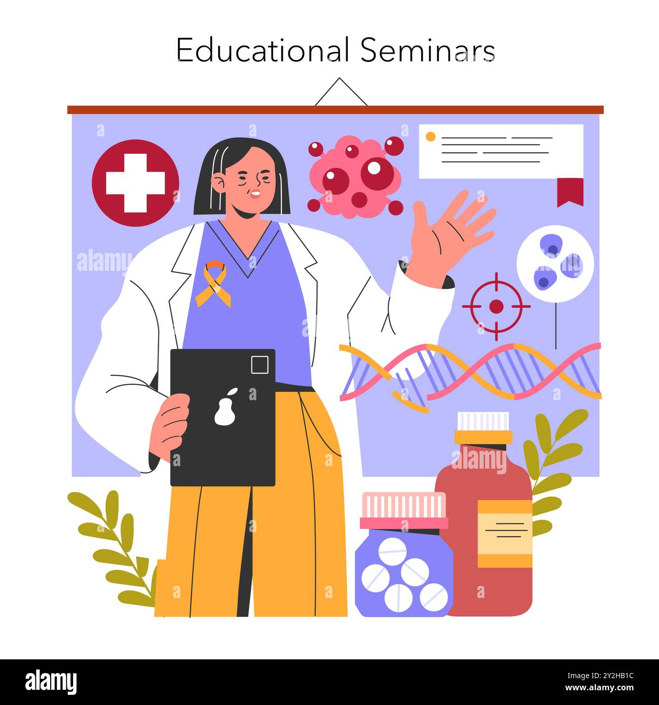 Childhood Cancer Awareness Month concept. Doctor presenting at a ...