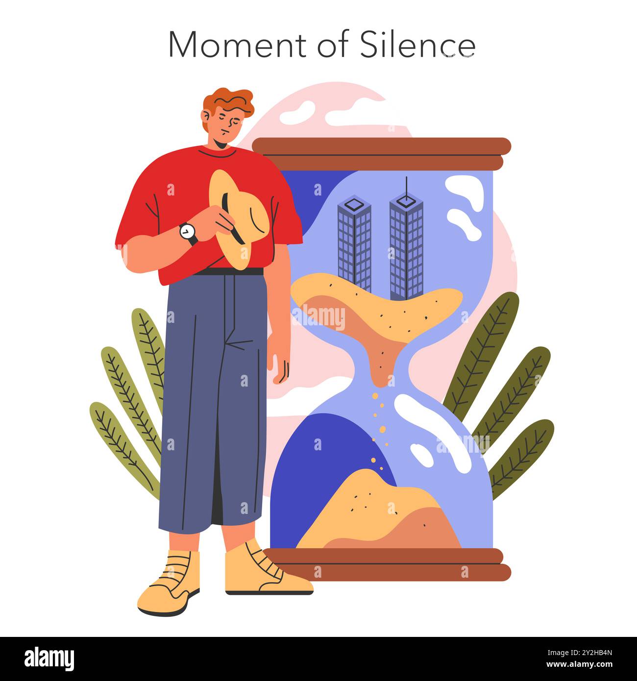 Patriot Day concept. Illustration of a person holding a heart in ...