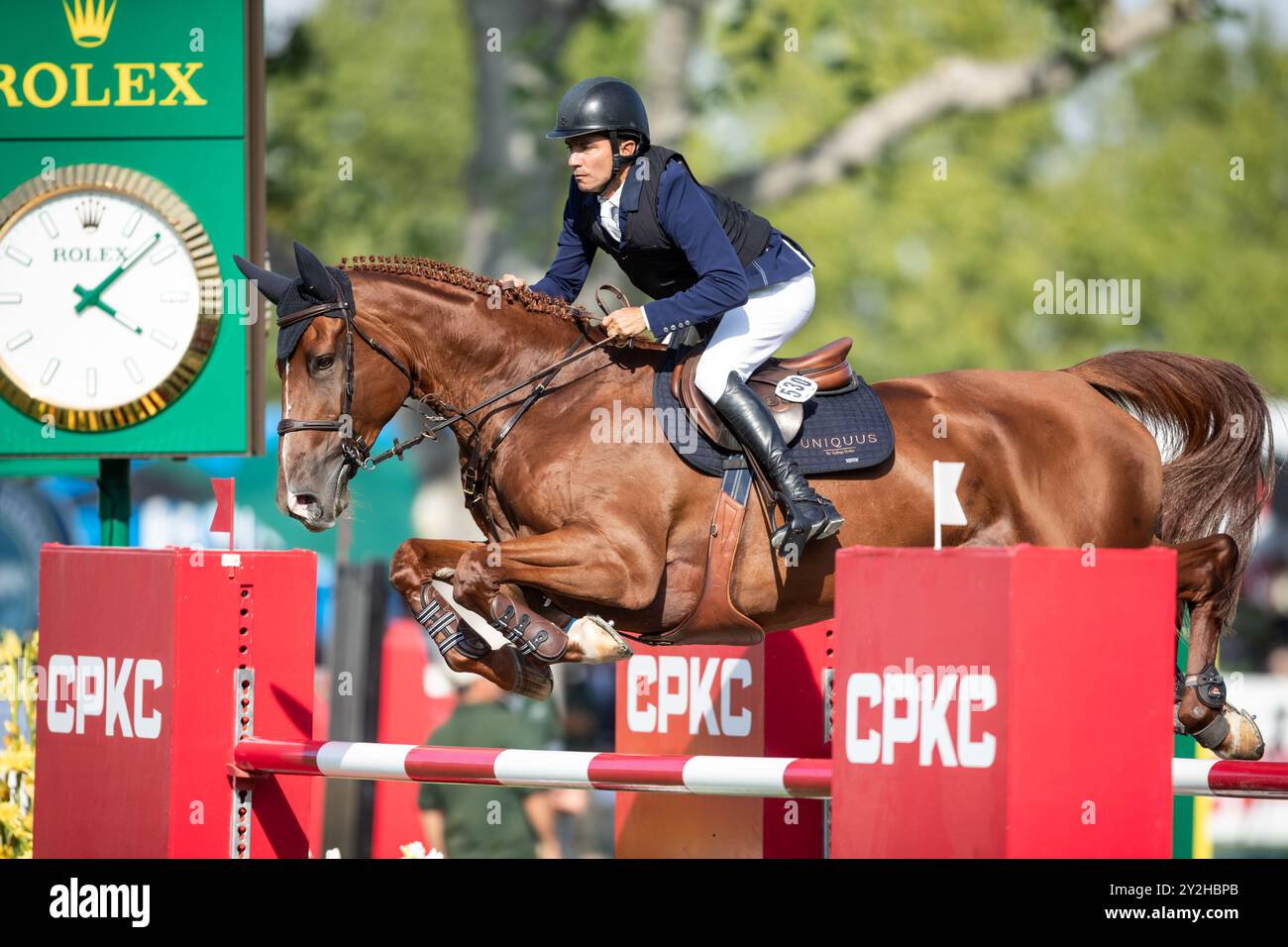 Calgary, Canada - Sept., 8, 2024. Columbian rider Juan Manuel Gallego ...