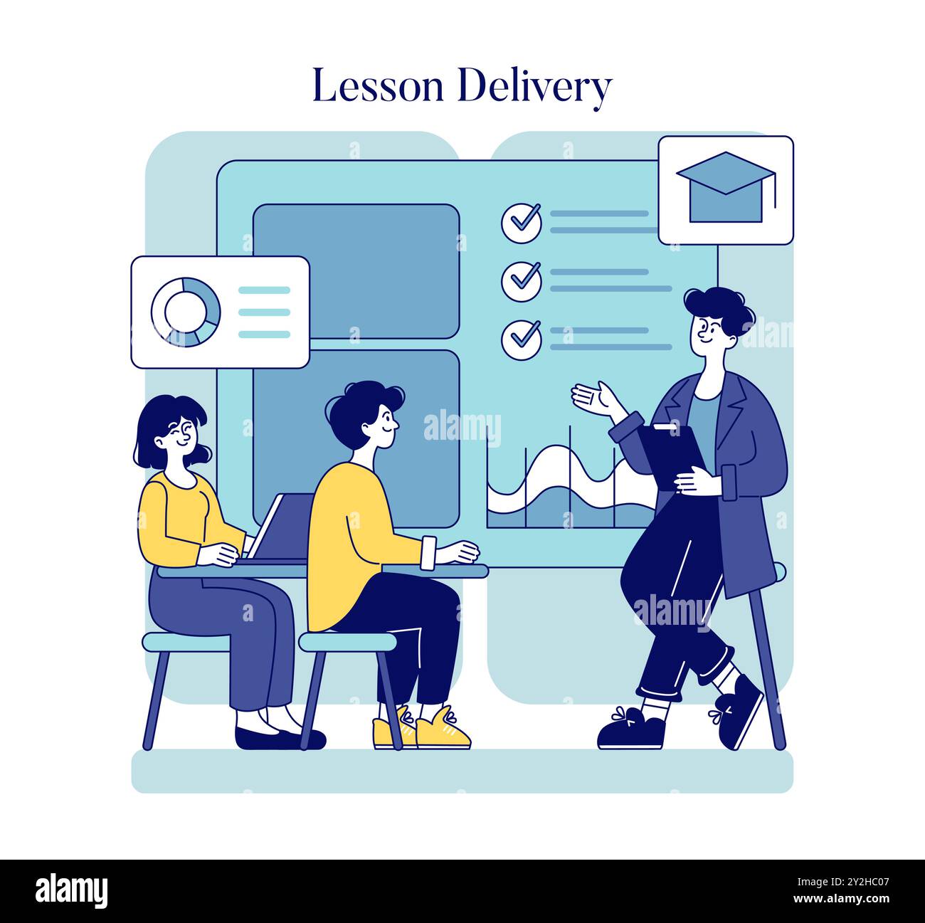 Teacher's Everyday Life concept. Educator conducting an engaging lesson ...