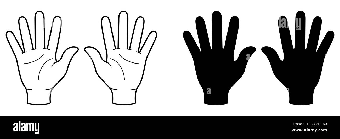 Human hand silhouette. Set of black hand up icons. Vector illustration ...