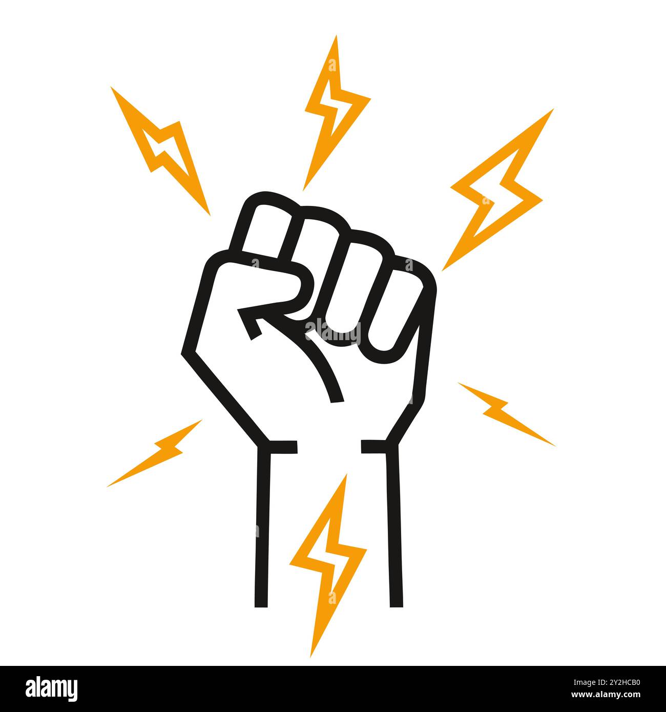 Protest fist with lightning. People protesting for human rights ...