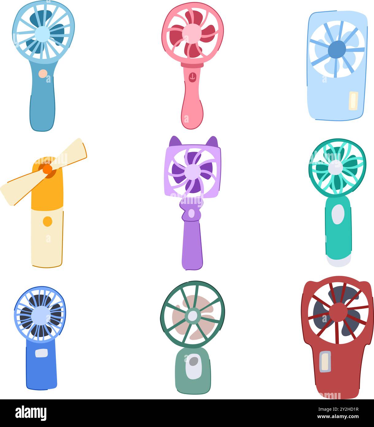 hand electric fan set cartoon vector illustration Stock Vector Image ...