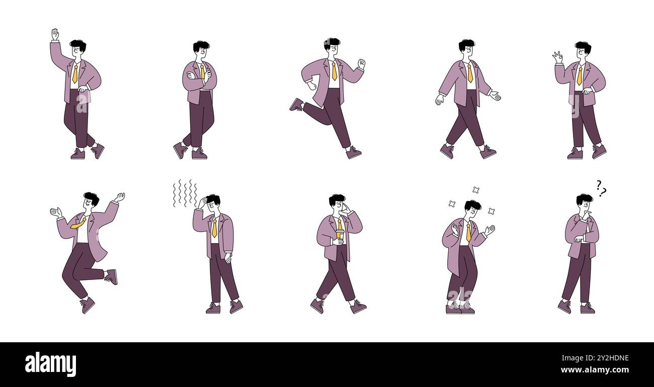 Business Man set. Diverse expressions and actions of a professional ...