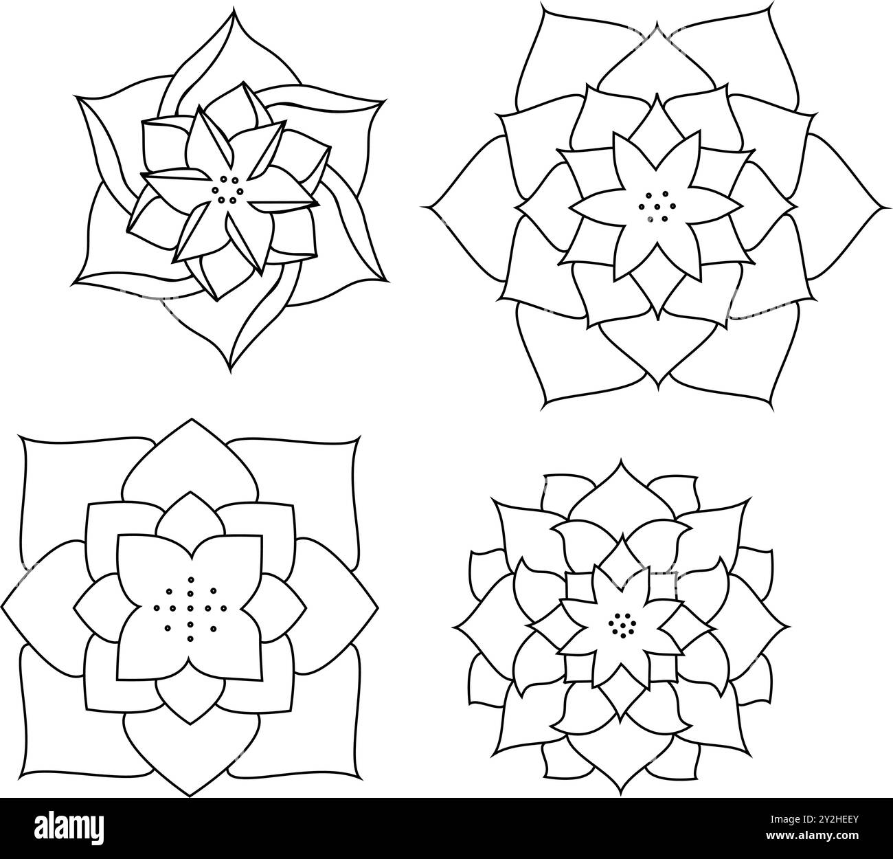 Vector water lily icon. Yoga lotus symbol, flower of well-being and ...