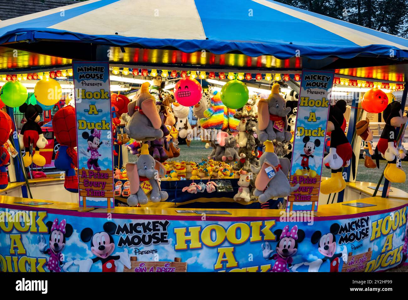 Games stall with prizes on display at a travelling funfair in Saffron ...