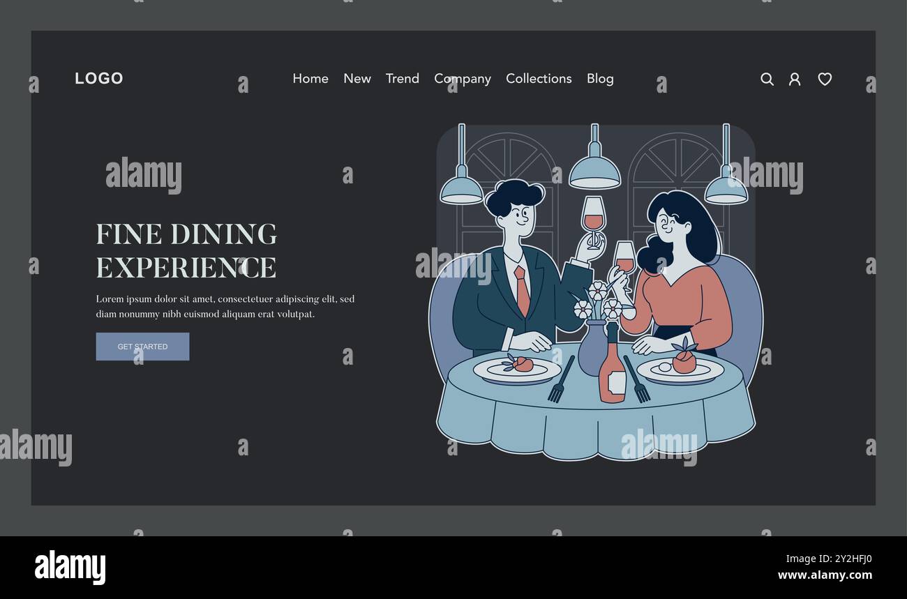 Fine Dining Experience concept. A couple enjoys a romantic dinner at an ...
