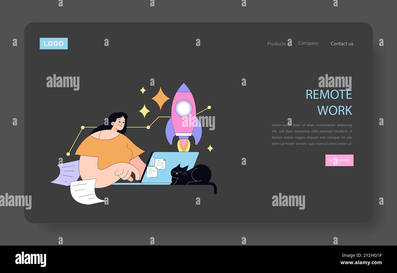 Remote Work concept. Woman working from home with a laptop, papers ...