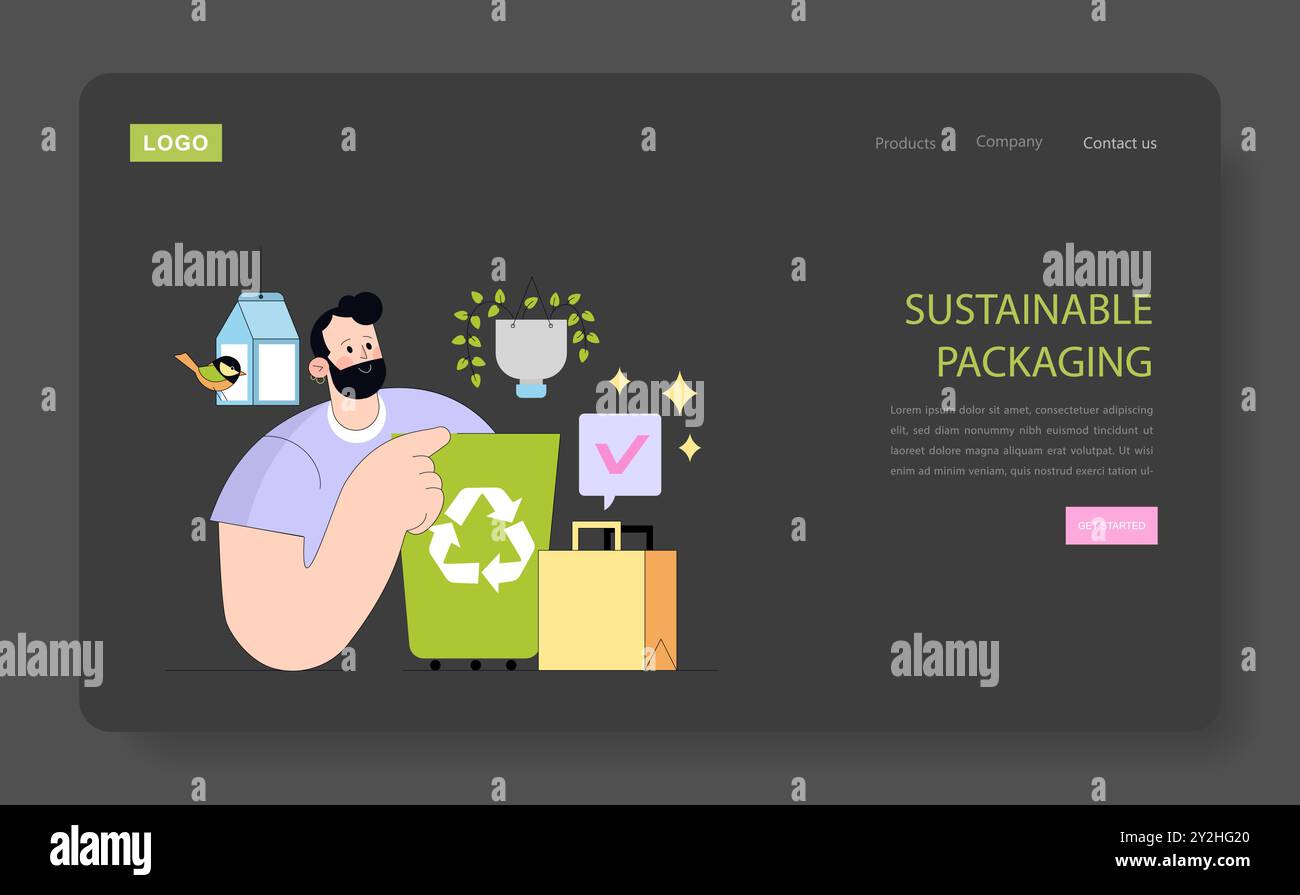 Sustainable Packaging concept. A man participates in eco-friendly ...