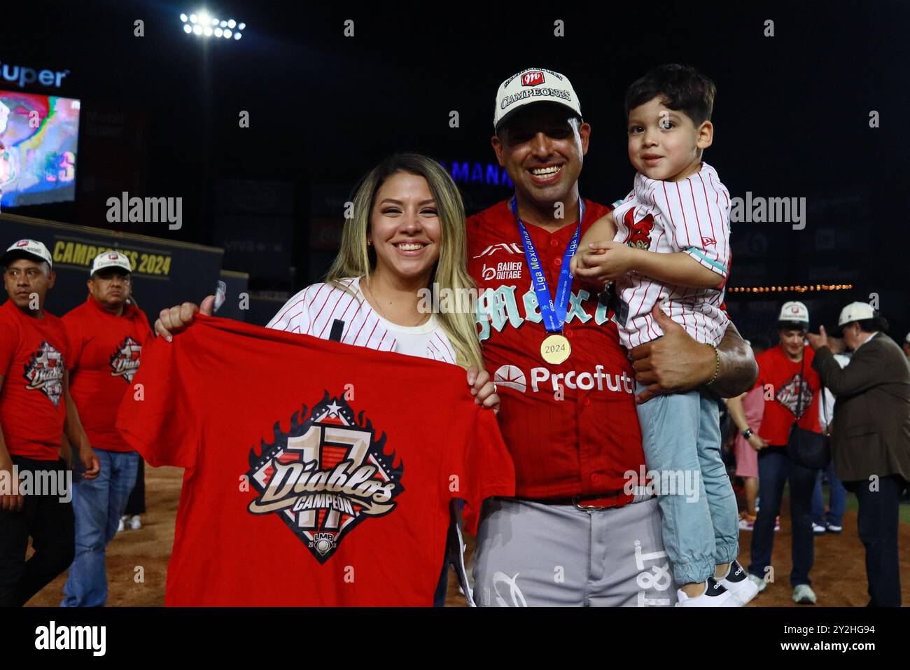 Jake Sanchez #48 of Diablos Rojos, celebrating after win the 2024 ...
