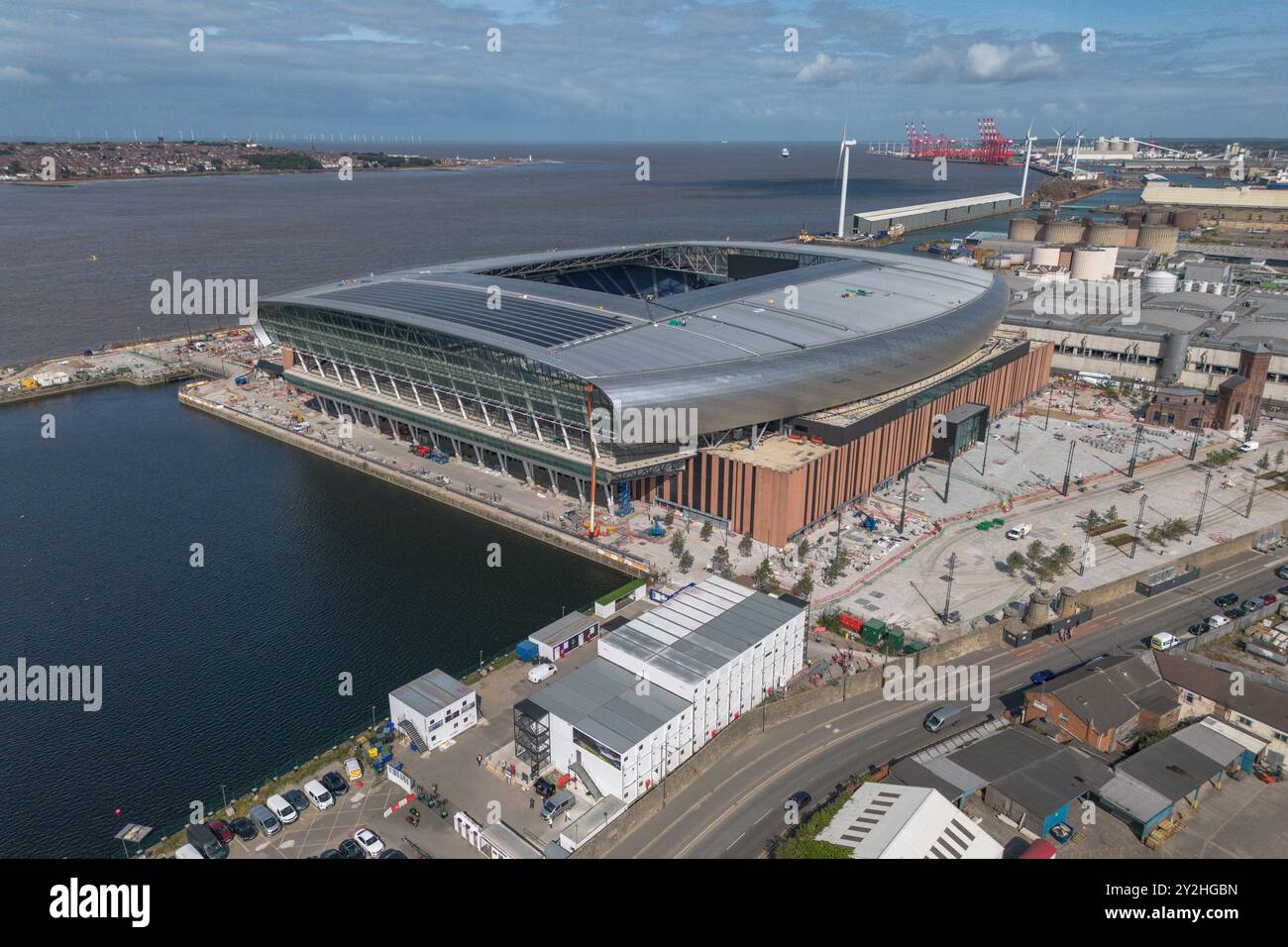 The new stadium is under construction at Bramley-Moore Dock beside the ...