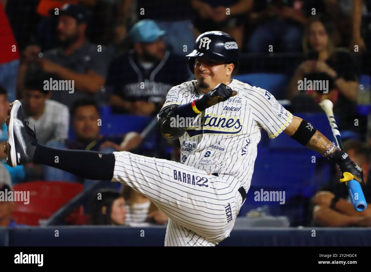 Ramiro Peña #19 of Sultanes de Monterrey, reacts during the 2024 ...