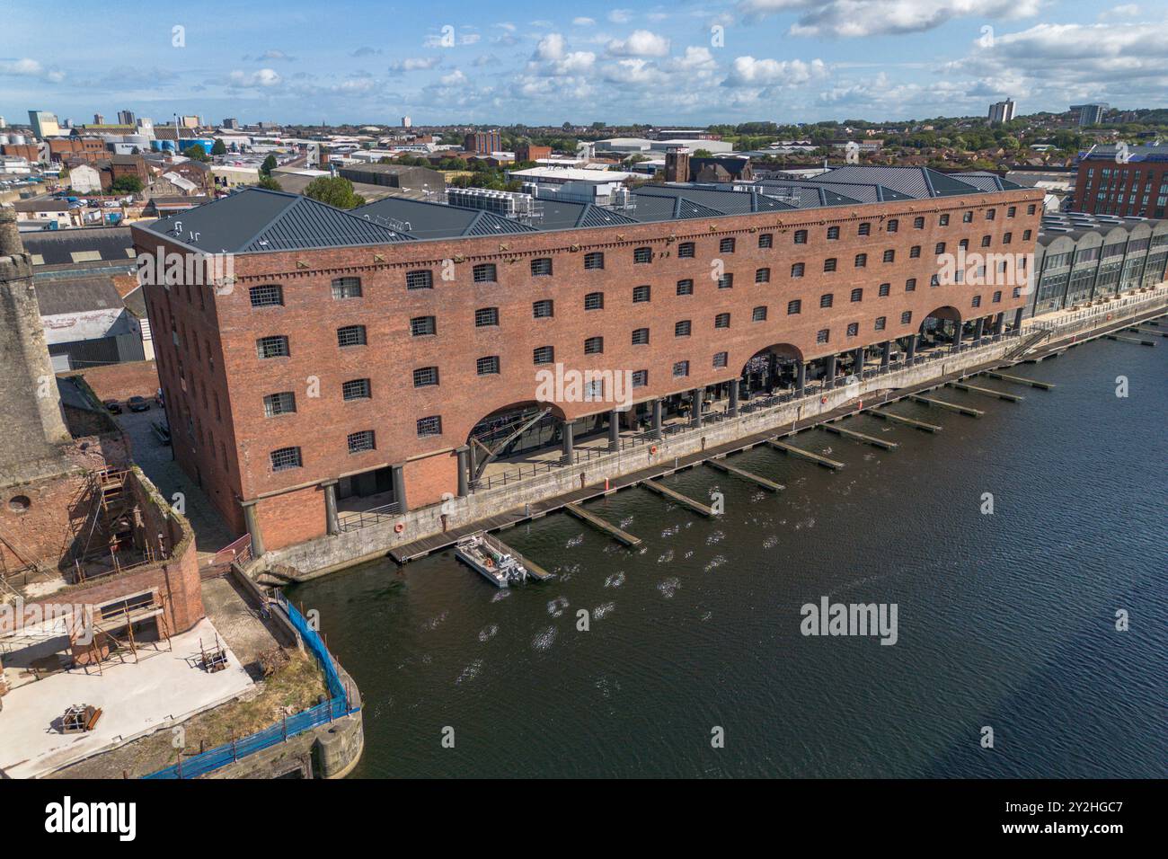 Aerial view of Titanic Hotel Liverpool, Stanley Dock, Liverpool, UK ...
