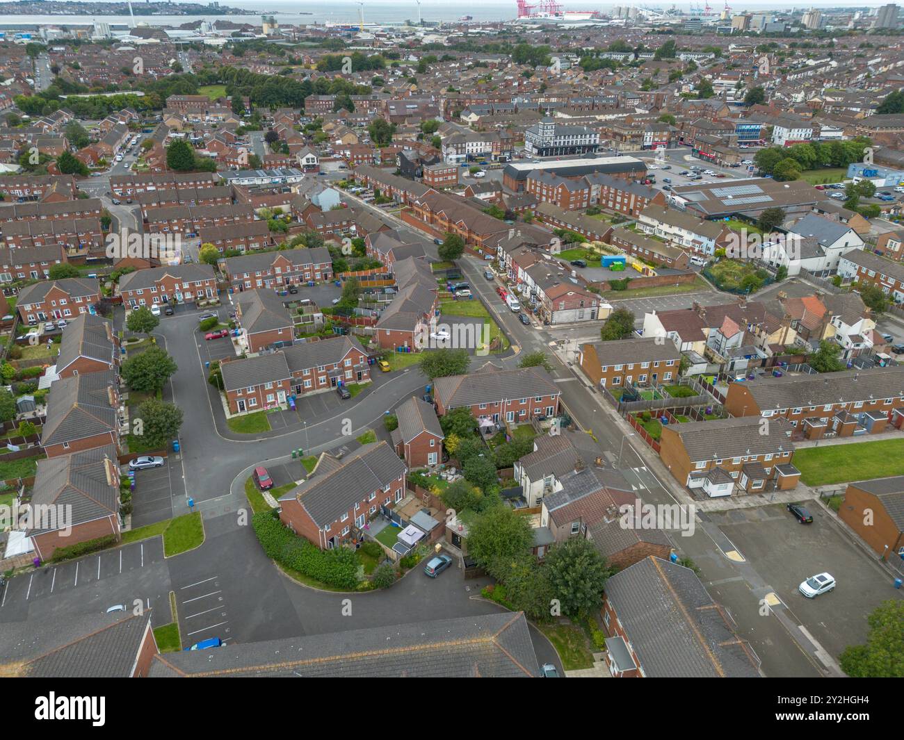 General aerial view of a residential area of Walton Lane in the Anfield ...