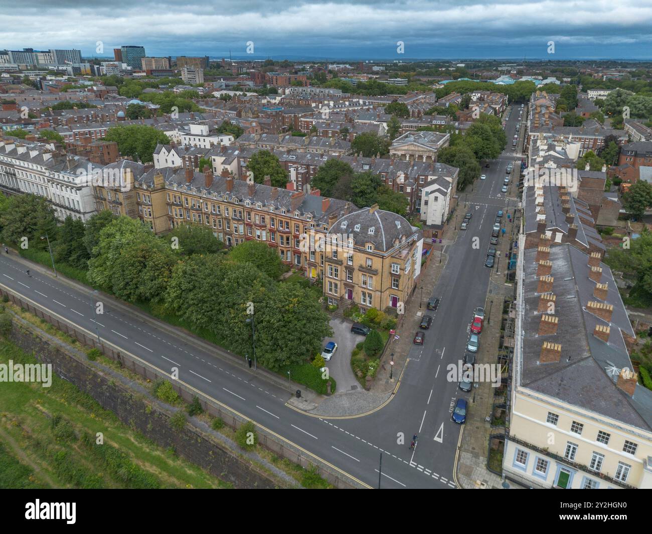 General aerial view of residential area of Hope Street and Huskisson ...