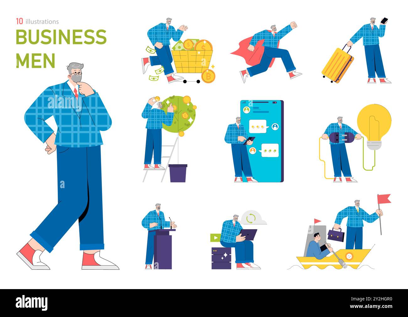 Businessmen set. Corporate life and achievement themes illustrated with ...