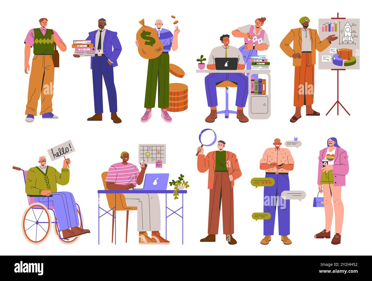 Diversity Businessman Set. Multicultural businessmen in various ...