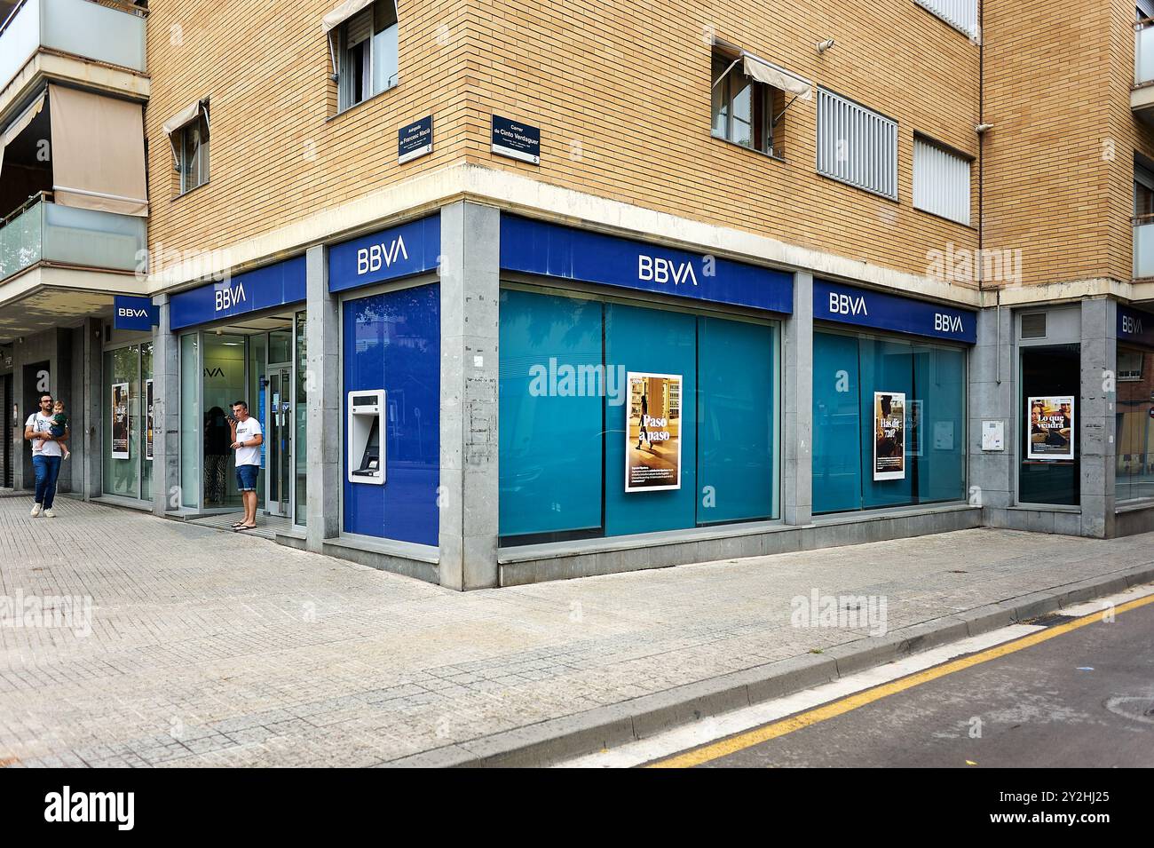 Viladecans, Barcelona-Septembre 10,2024: Facade of a BBVA bank branch ...