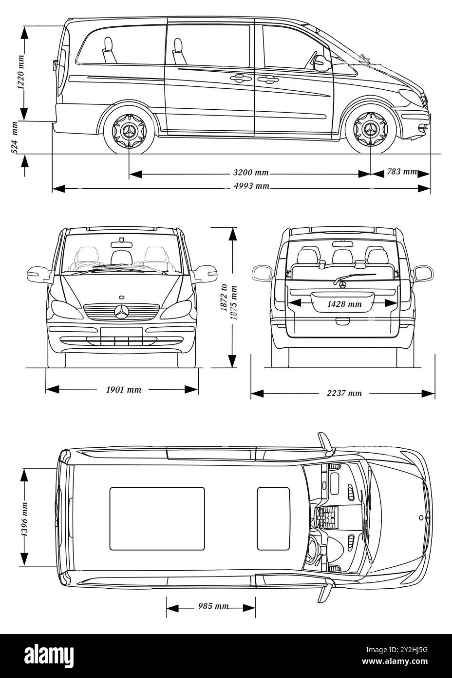 Mercedes Viano 2007 Car Blueprint Stock Vector Image & Art - Alamy