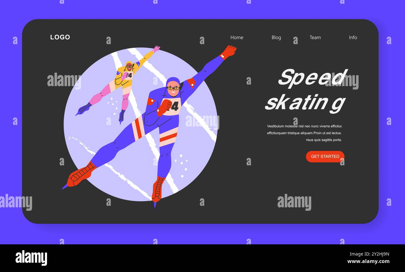 Speed Skating concept. Dynamic illustration of athletes racing on ice ...