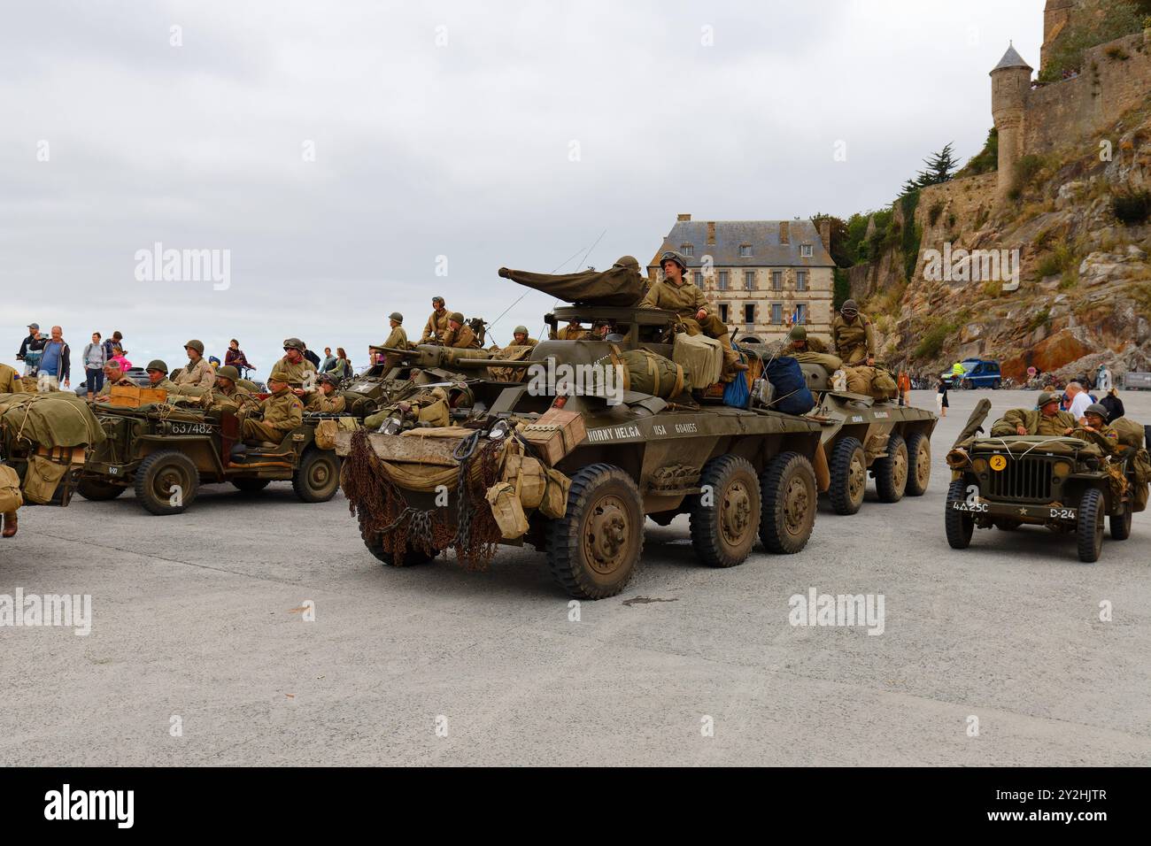 World War 2 reenactment for Normandy liberation. Actors dressed in ...