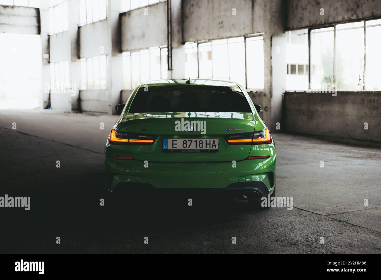 Bulgaria - 09 09 2024: BMW M340i from the back inside an abandoned ...