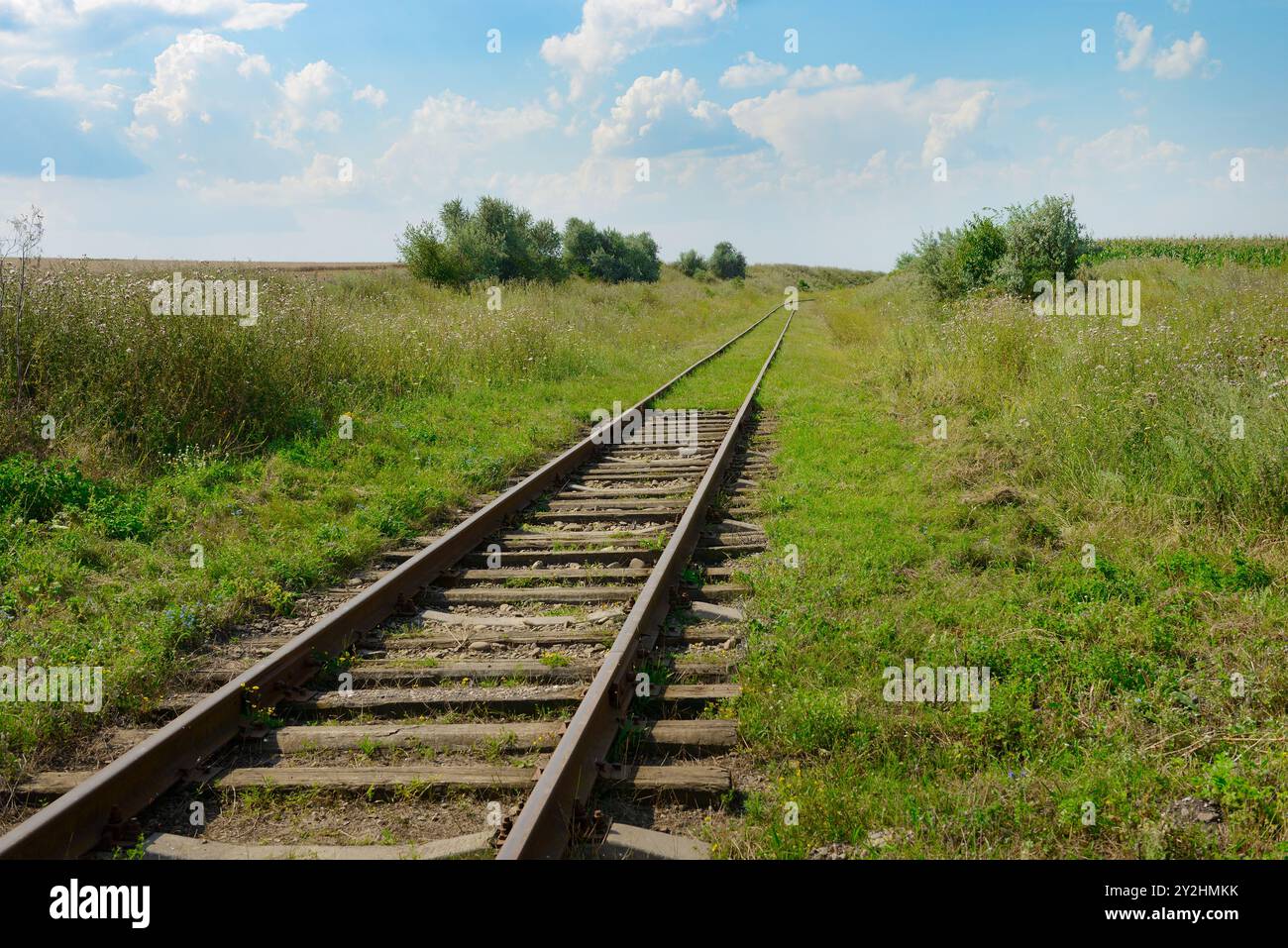 disused railway track on the field Stock Photo - Alamy