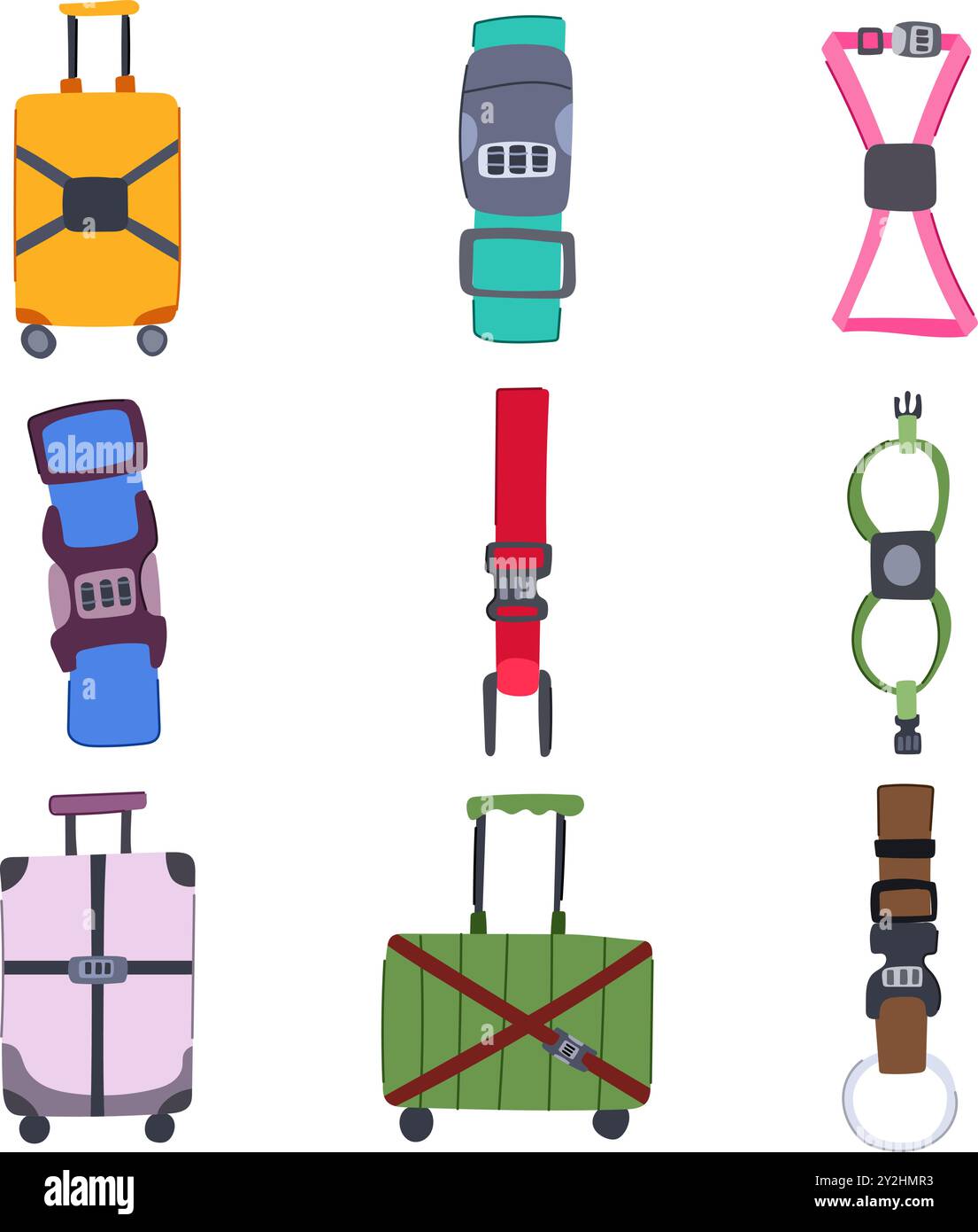 luggage strap set cartoon vector illustration Stock Vector Image & Art ...
