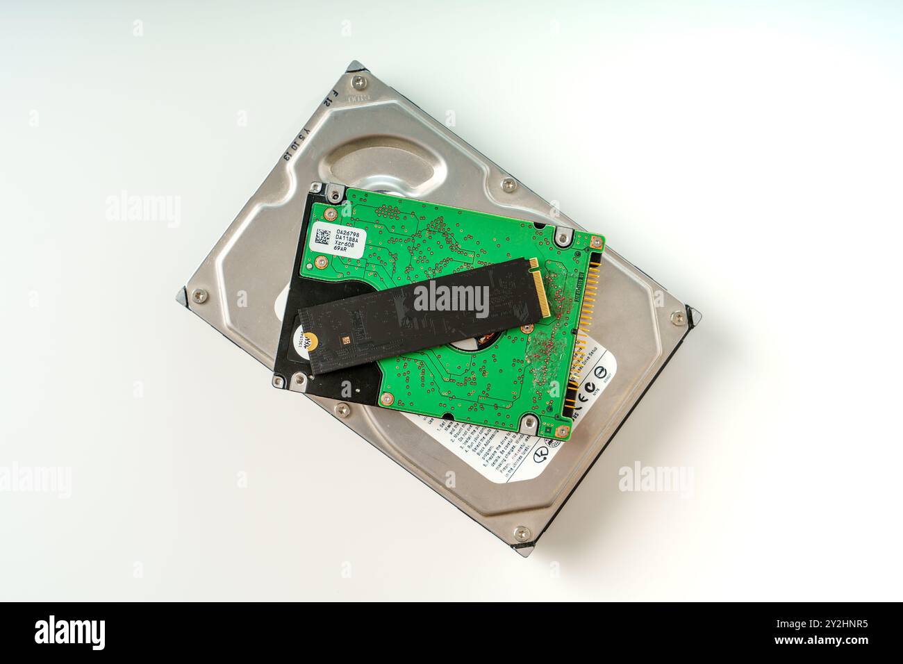 Comparison of Hard Drive and Solid State Drive on White Background for ...