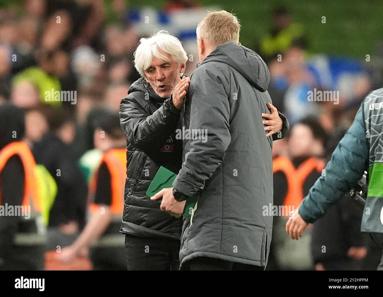 Greece head coach Ivan Jovanovic (left) shakes hands with Republic of ...