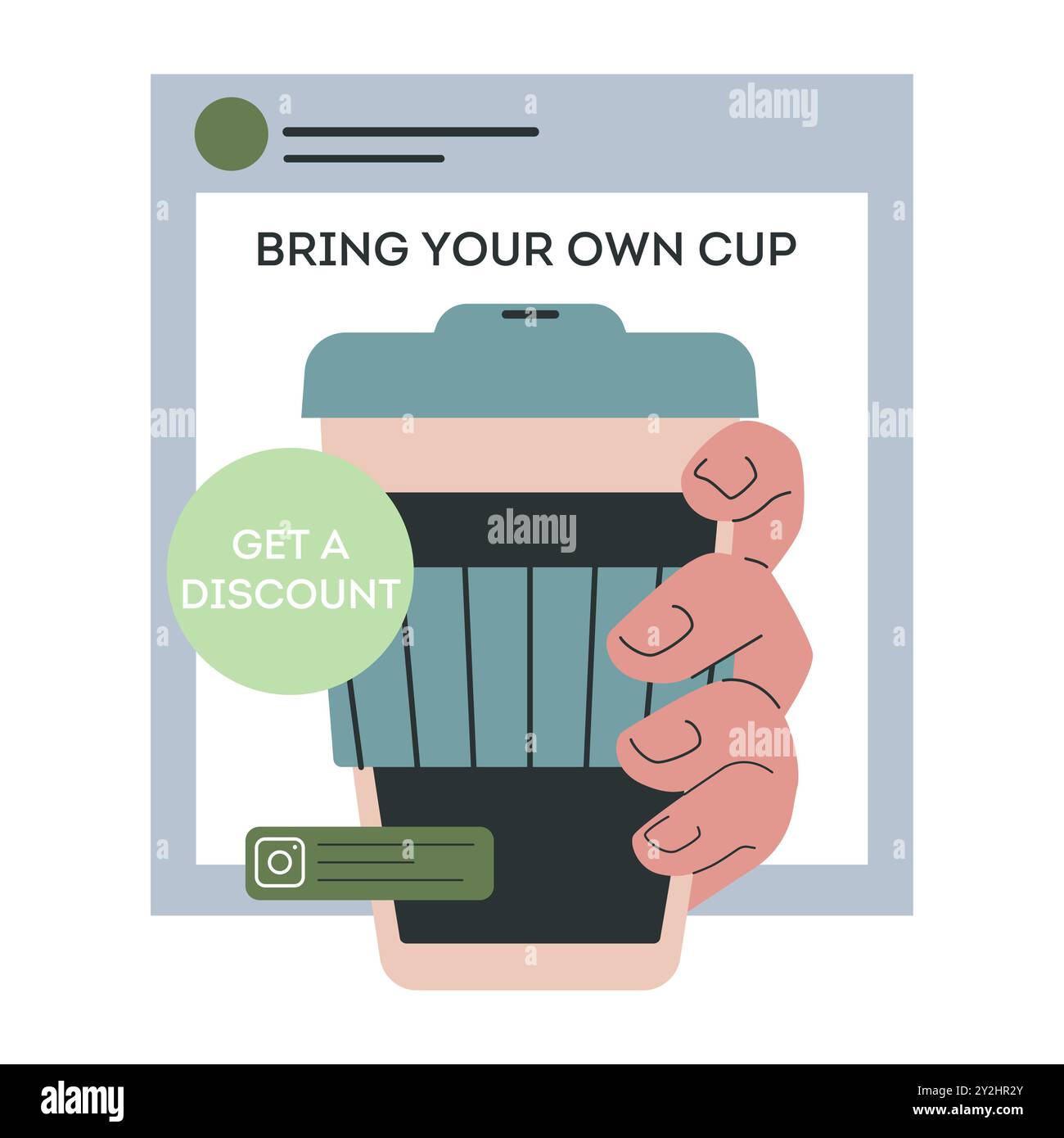 Bring your own cup. Green marketing. Corporate social responsibility, CSR. Company using ...