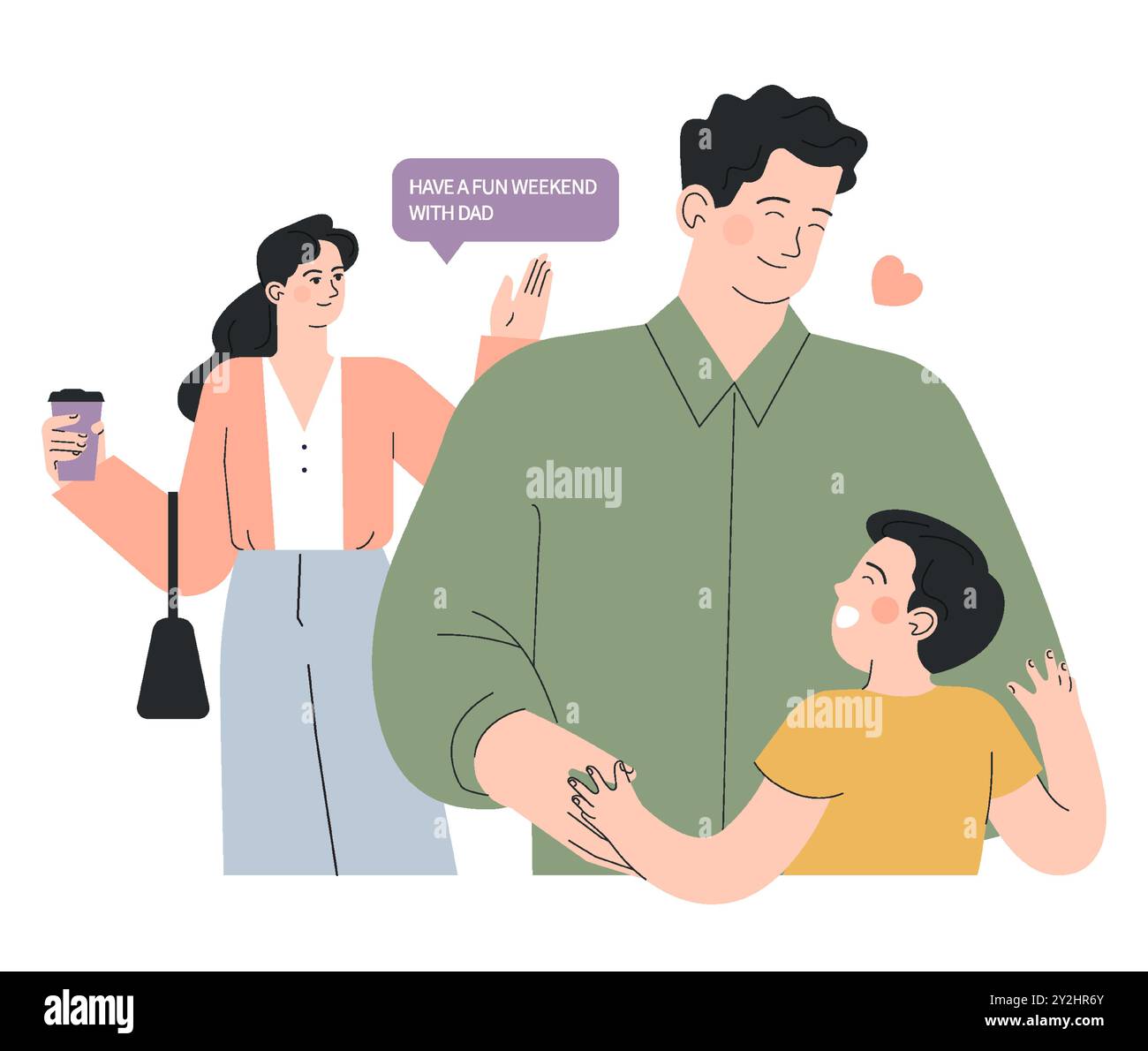 Joint parenting. Divorced spouses raising a child together. Kid ...