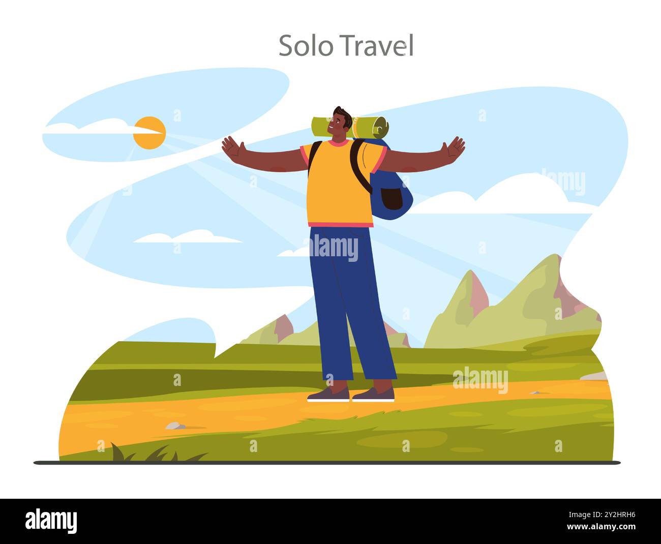 Young adventurous man walking character hi-res stock photography and ...