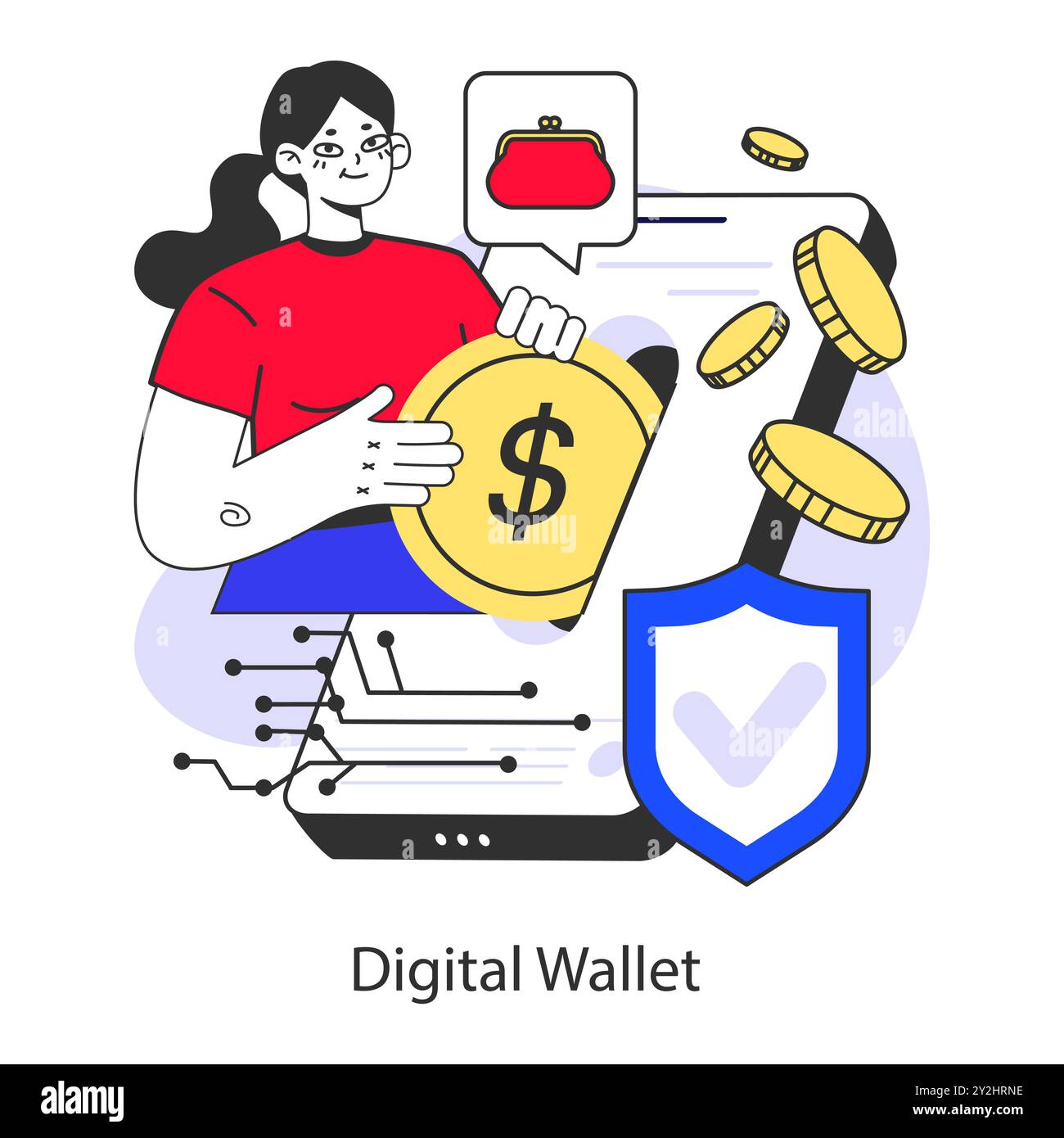E-commerce. Digital wallet and money. Secure online transaction for ...
