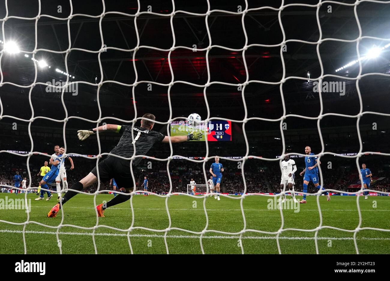 England's Harry Kane scores their side's second goal of the game during ...