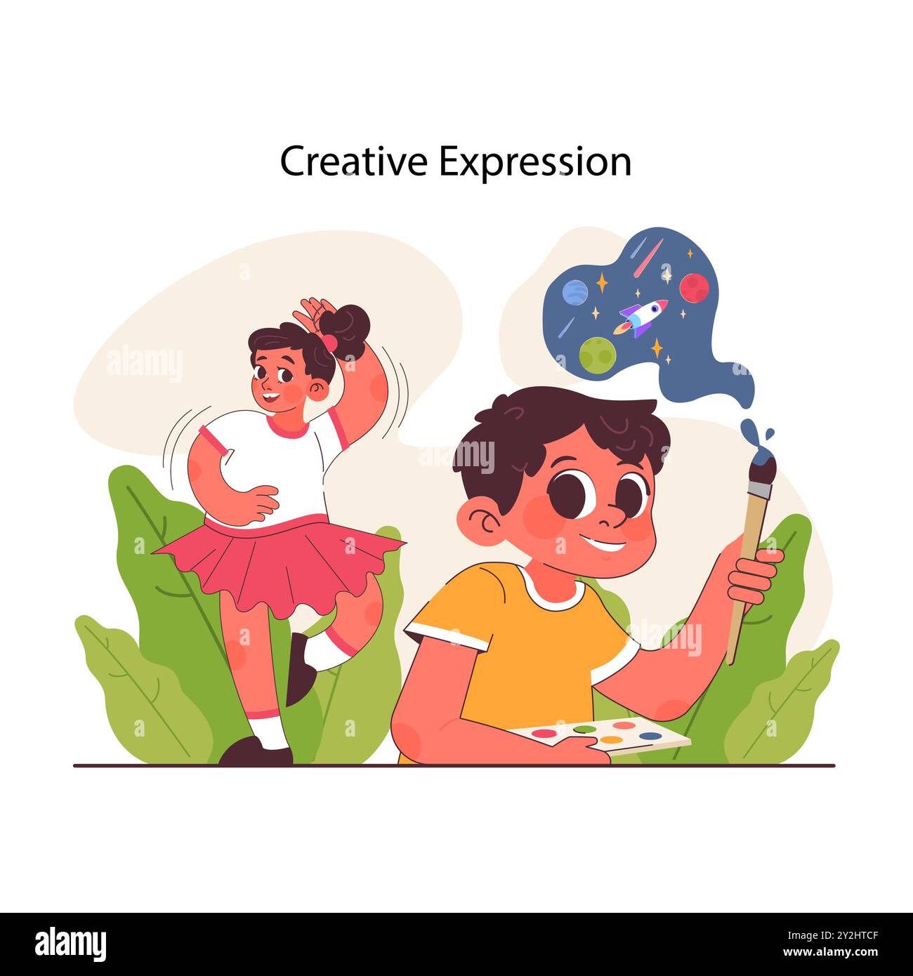 Child creative expression. Cognitive and emotional skills. Positive ...