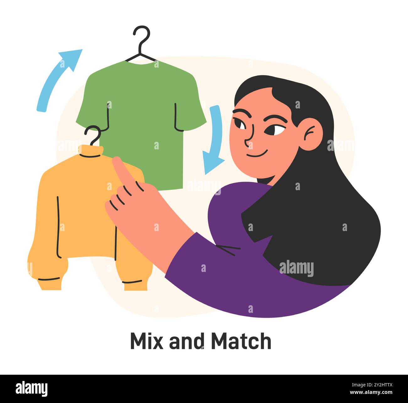 Capsule wardrobe. Character mixing and matching sets of clothes, making ...