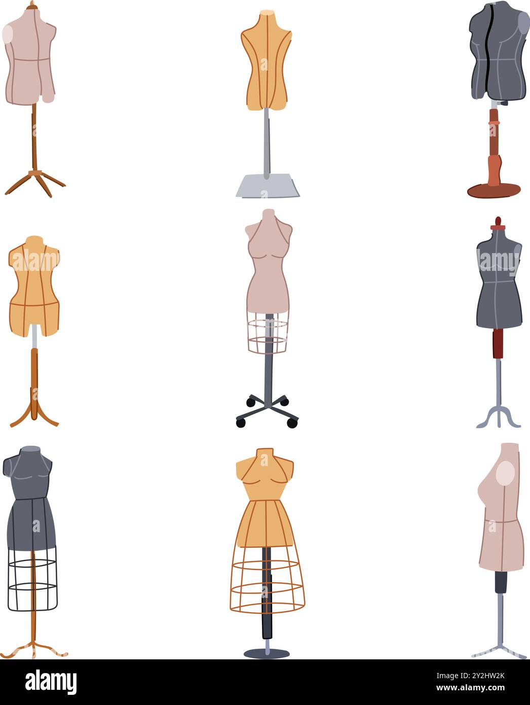 mannequin tailor set cartoon vector illustration Stock Vector Image ...