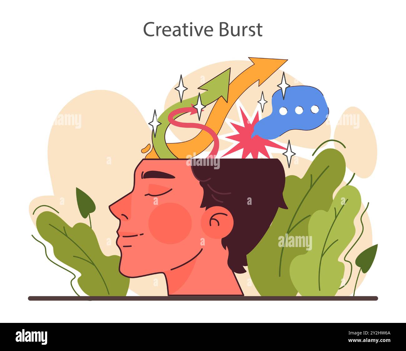 Creative burst. Creative mind or brainstorm. New idea generation, innovative solution ...