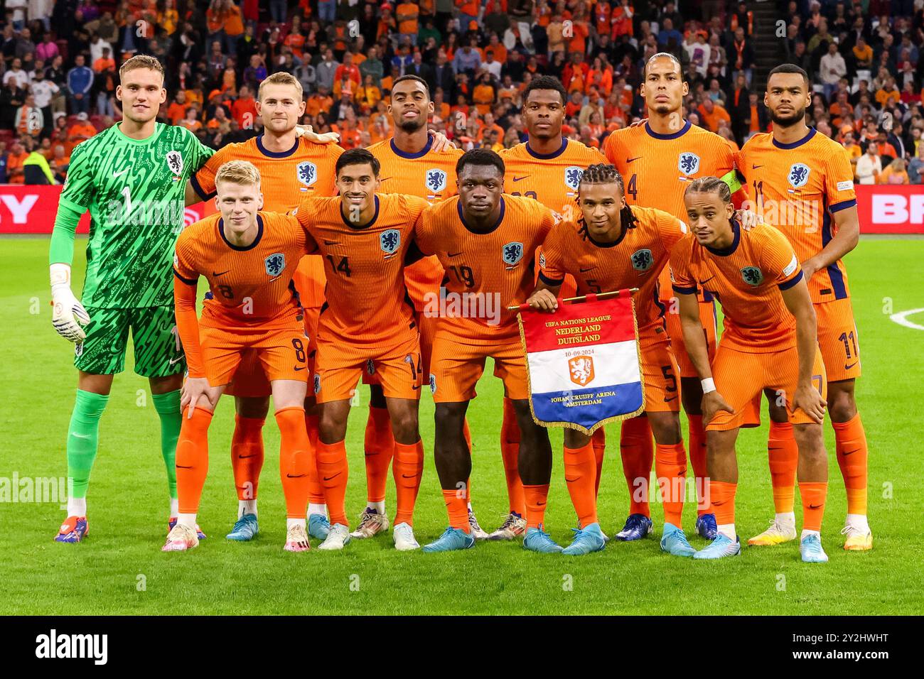 AMSTERDAM, NETHERLANDS - SEPTEMBER 10: Team Photo of the Netherlands (back row L-R) Goalkeeper ...