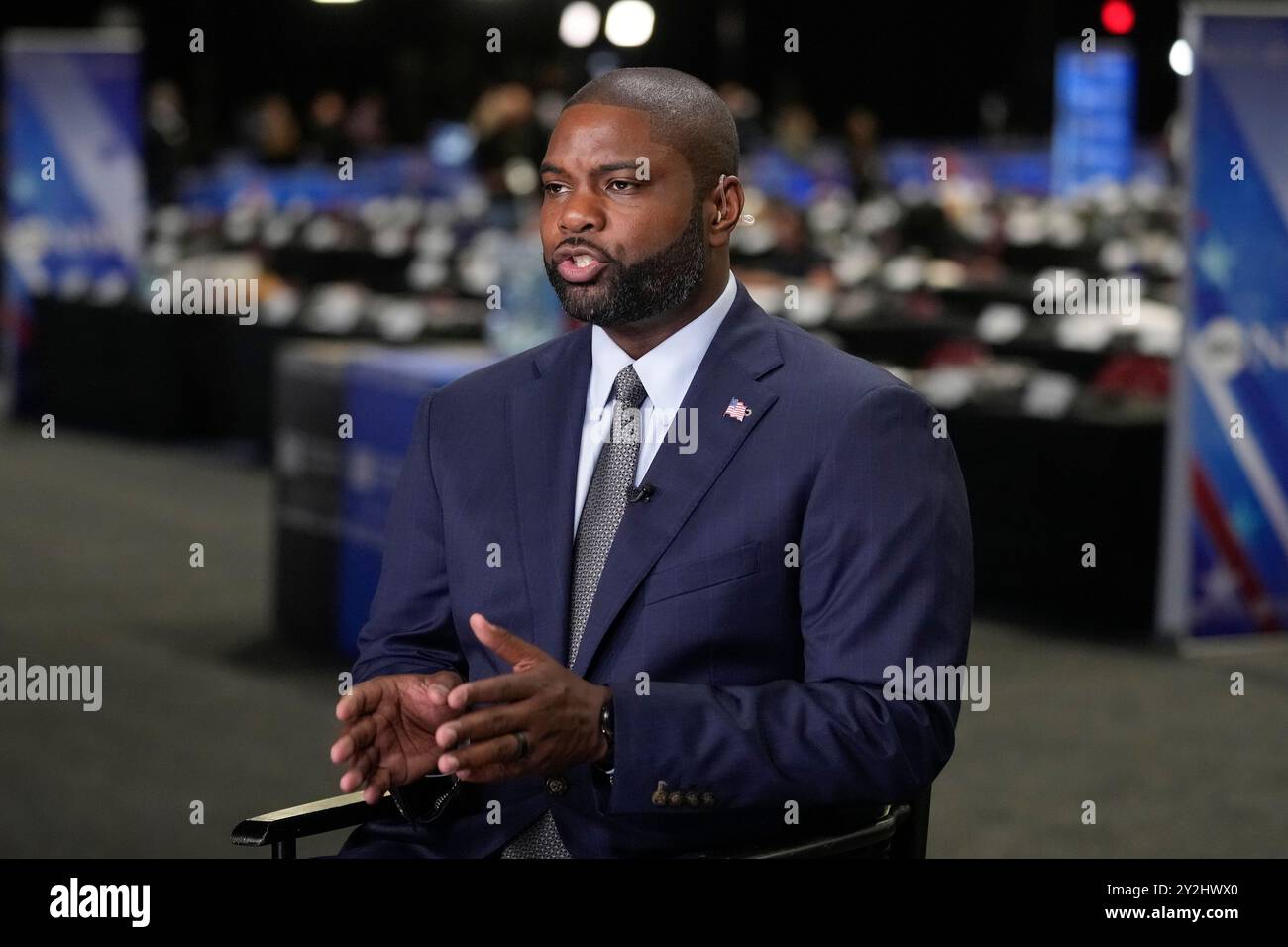 Rep. Byron Donalds, R-Fla., speaking during a television interview ...