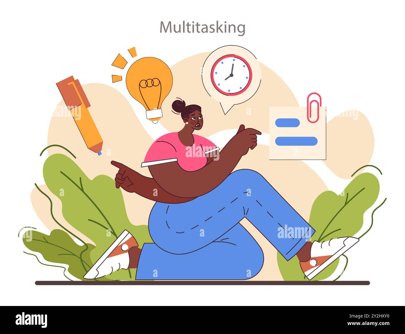 Multitasking. Effective and competent office worker managing several tasks at once. Business ...