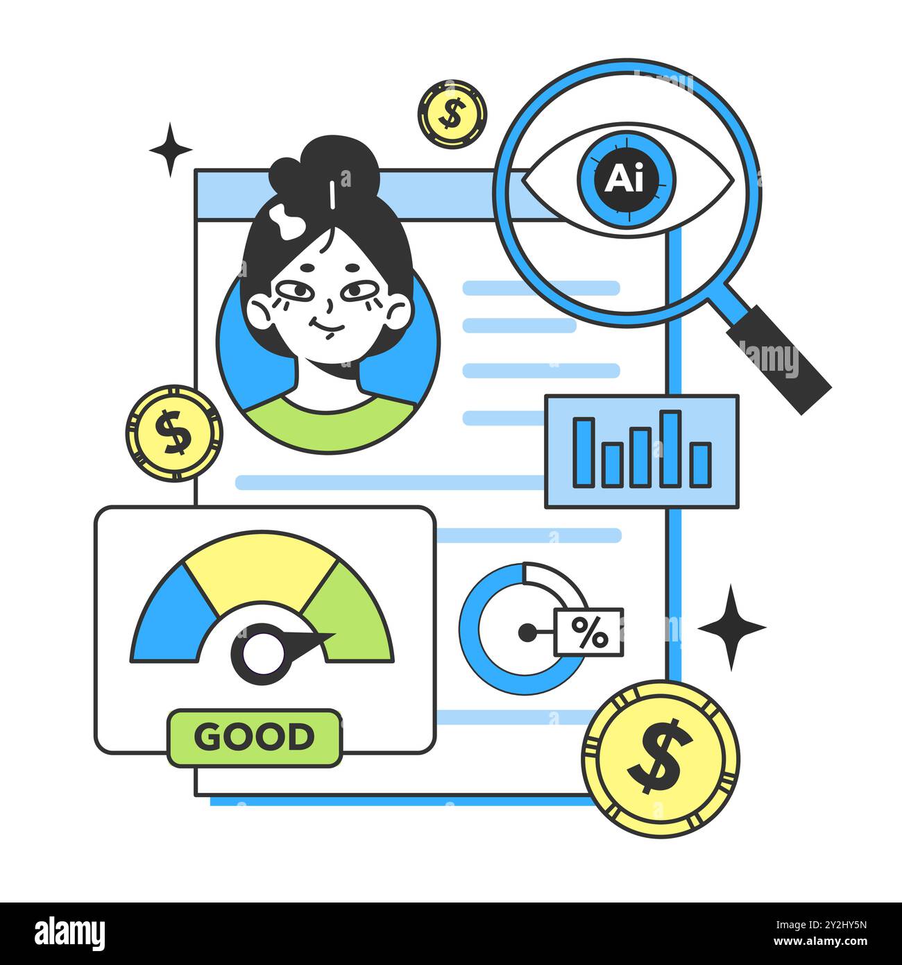 Banking industry automatization with artificial intelligence. Fintech development. Financial ...