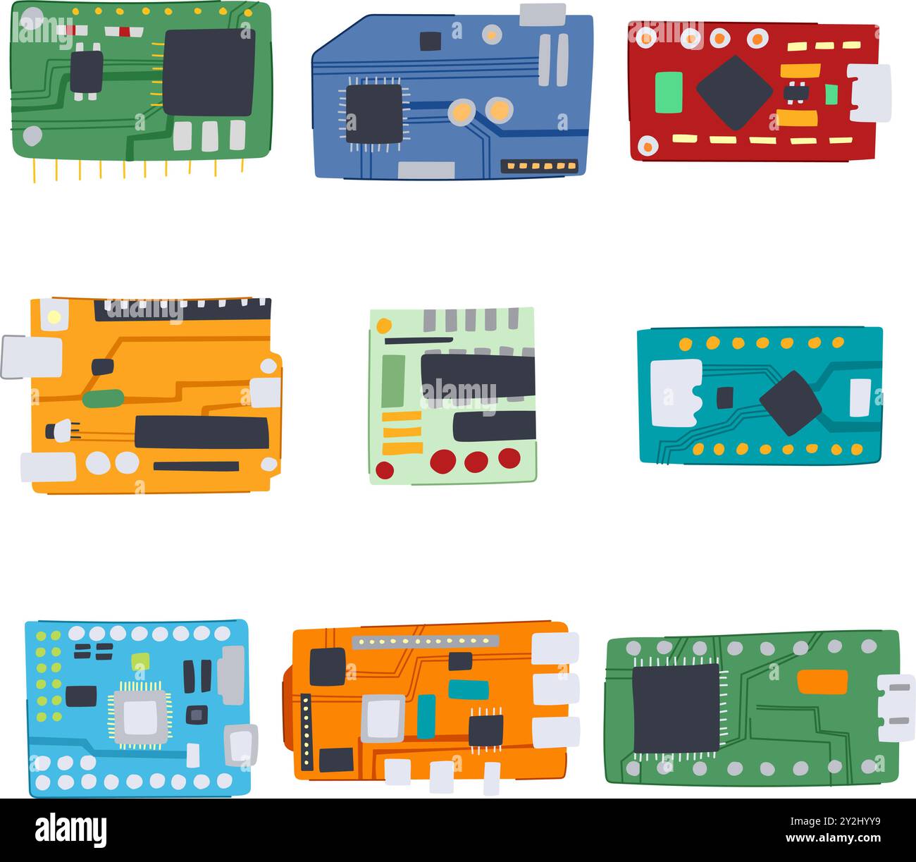 Microcontroller Set Cartoon Vector Illustration Stock Vector Image
