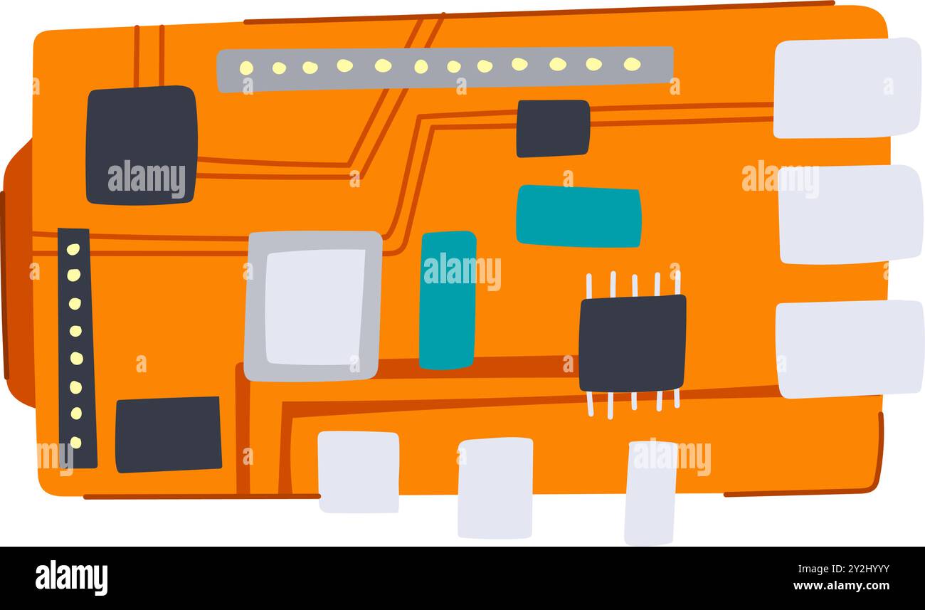 Electronic Microcontroller Cartoon Vector Illustration Stock Vector