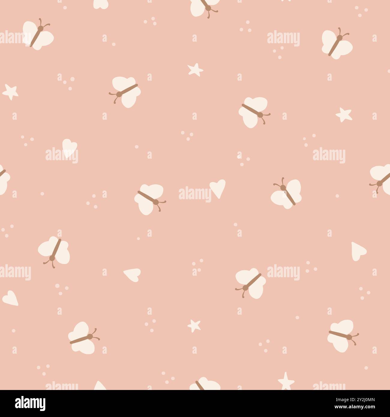 Seamless vector pattern tiny cream white butterflies on peach pink ...